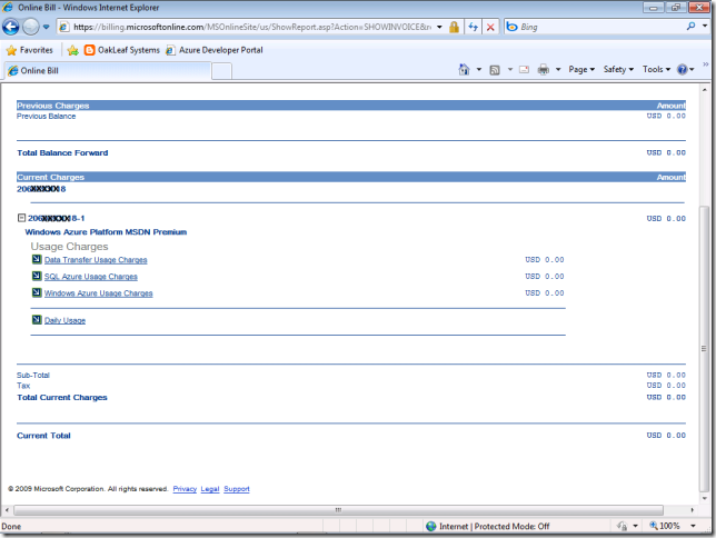 OakLeaf Systems: Determining Your Azure Services Platform Usage Charges